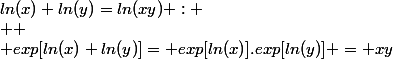 Montrer que ln(x)+ln(y)=ln(xy), exercice de Fonction Logarithme - 460649